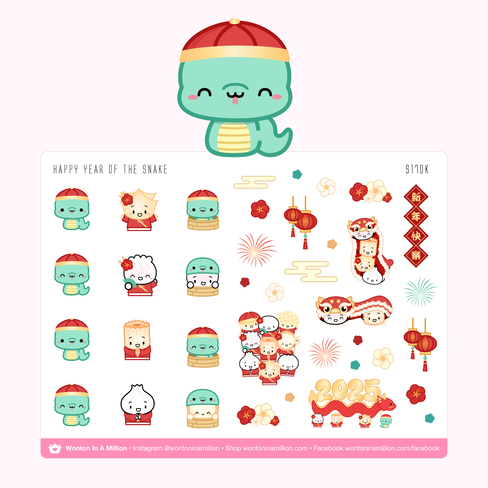 Year Of The Snake Planner Stickers - Wonton In A Million