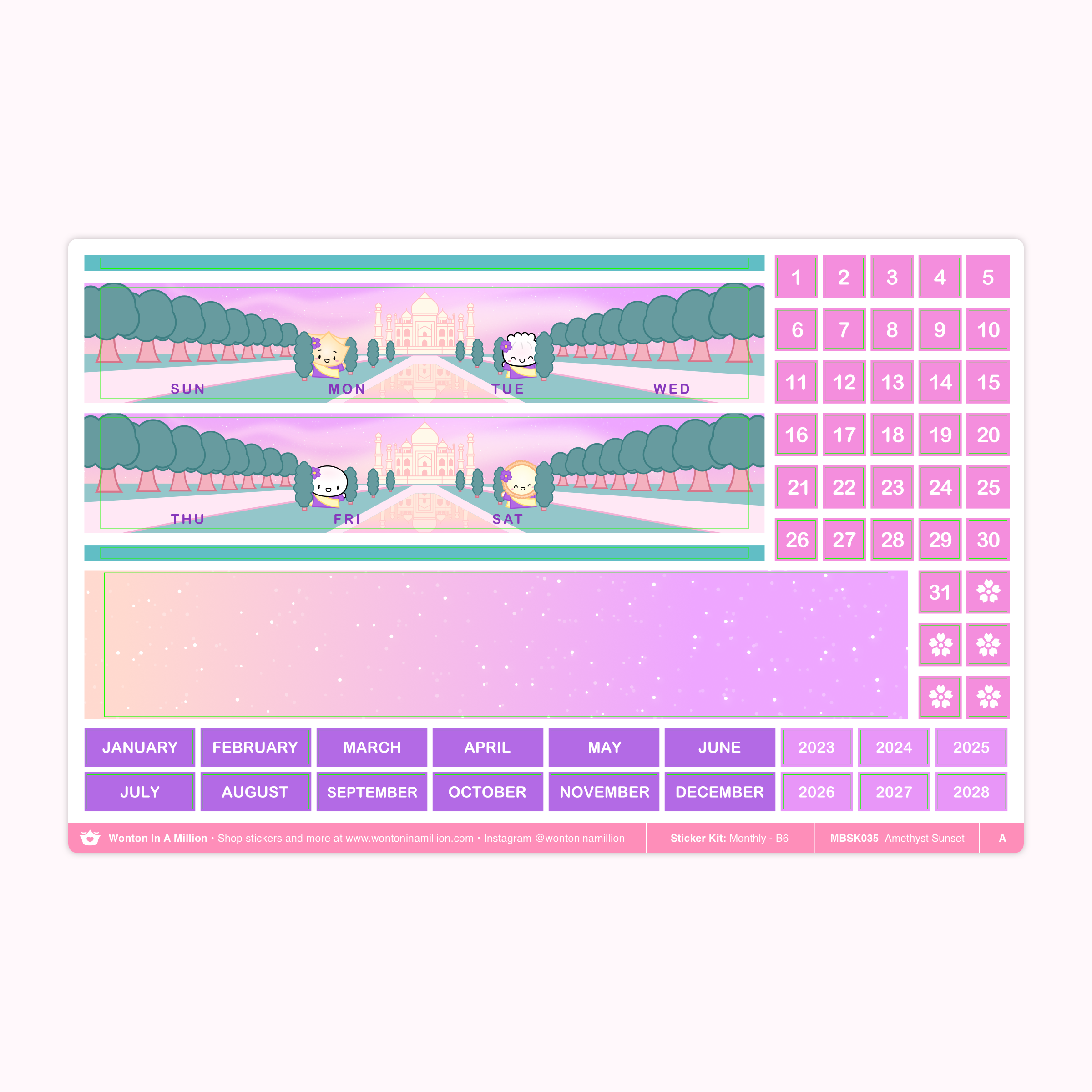 MBSK035 | India - Amethyst Sunset Monthly Sticker Kit (B6) – Wonton In ...