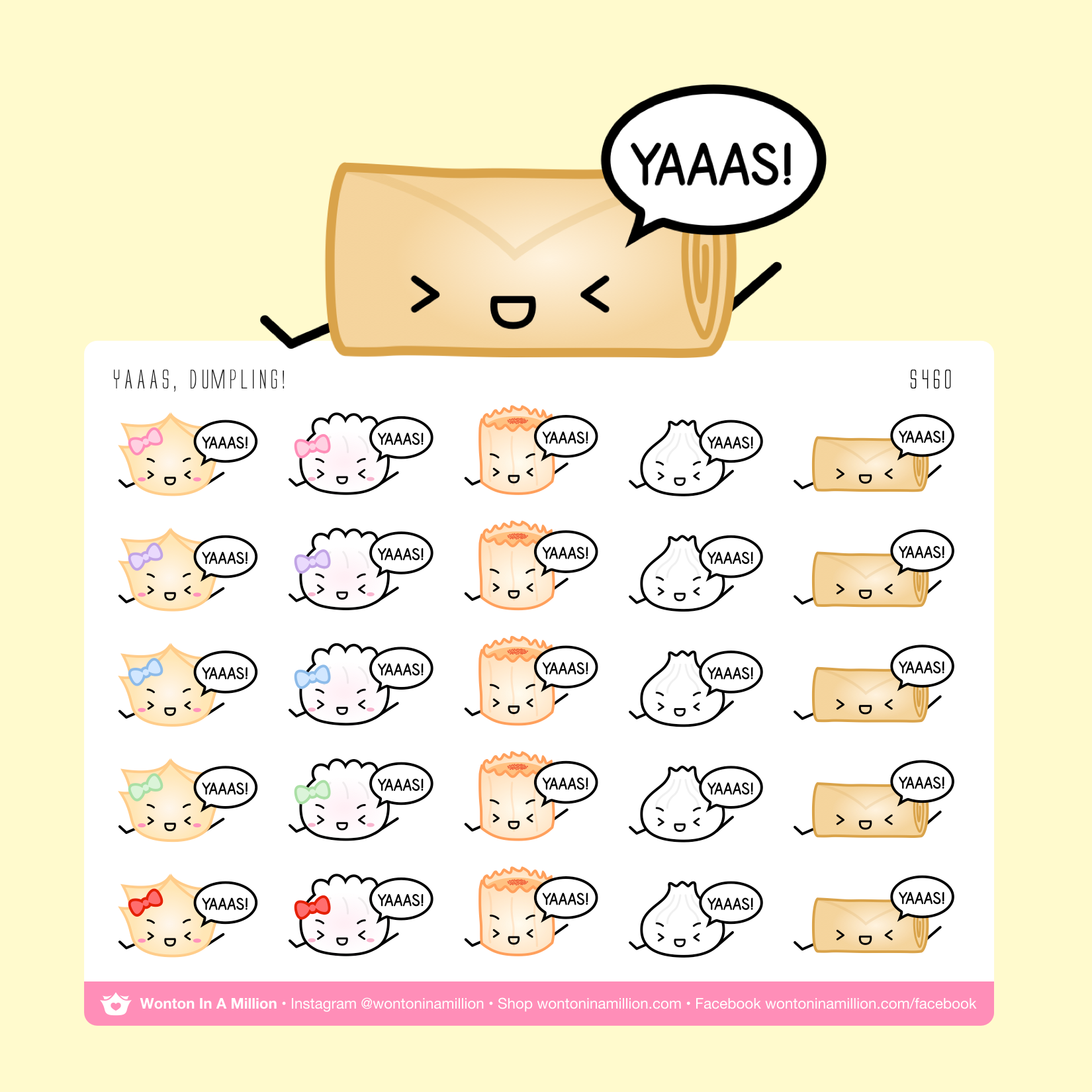 S460 | Yaaass Excited Emojis Stickers – Wonton In A Million